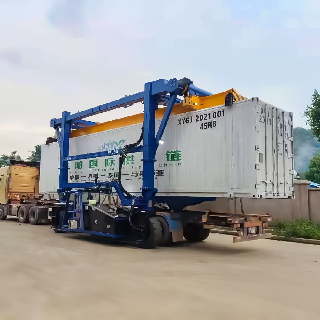 2 Stacks Container Straddle Carrier Truck 35 Ton With 20' 40' Automatic ...